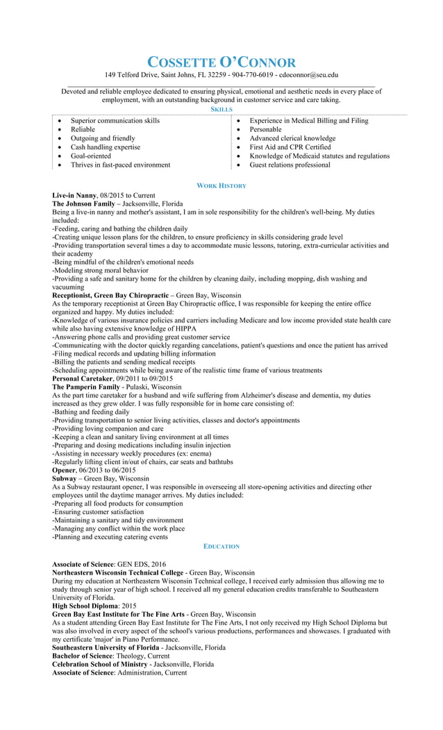 Cossette O'Connor, resume 2016 | PDF