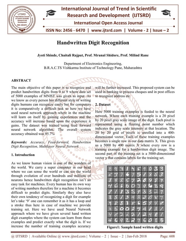 Handwritten Digit Recognition | PDF