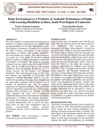 Home Environment as A Predictor of Academic Performance of Pupils with ...