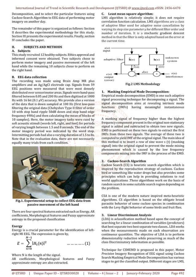 Motor Imagery Recognition Of Eeg Signal Using Cuckoo Search Masking Empirical Mode Decomposition