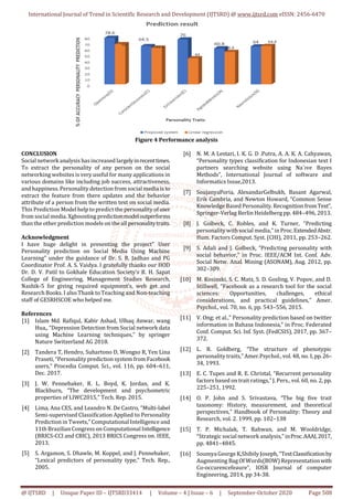 User Personality Prediction on Facebook Social Media using Machine Learning | PDF