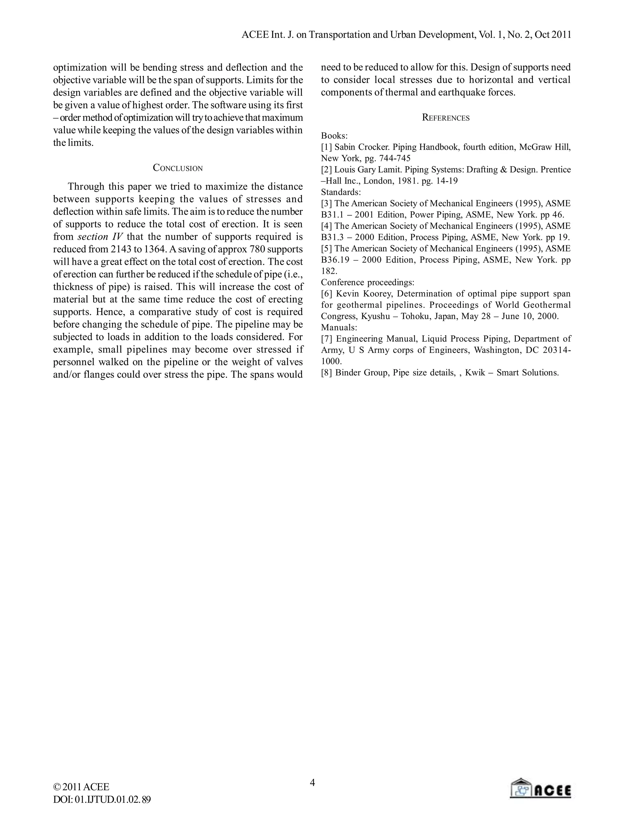 Determination of Maximum Span Between Pipe Supports Using Maximum ...