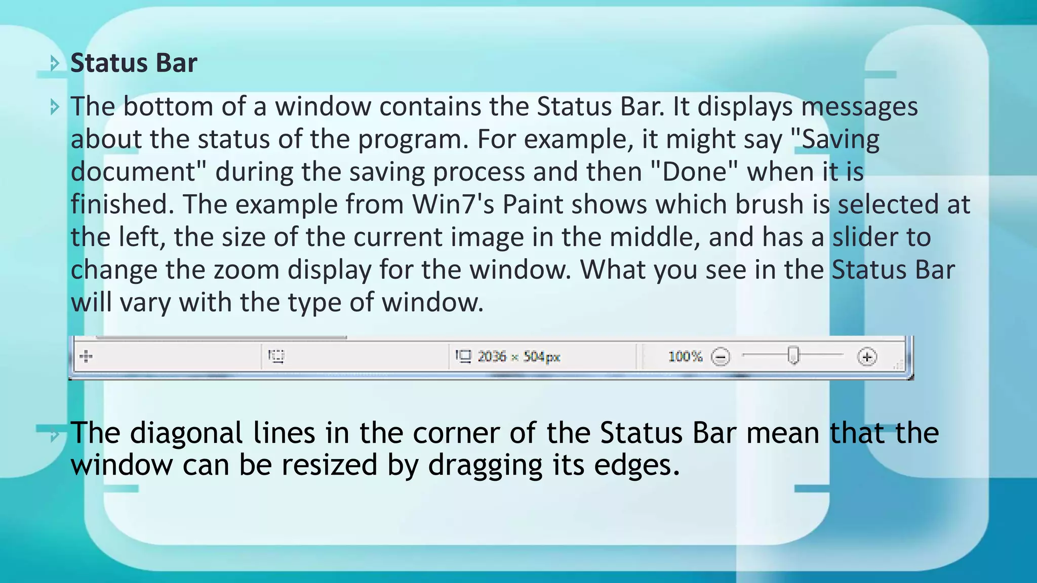 89 identify the parts of a window desktop and common desktop icons | PPT