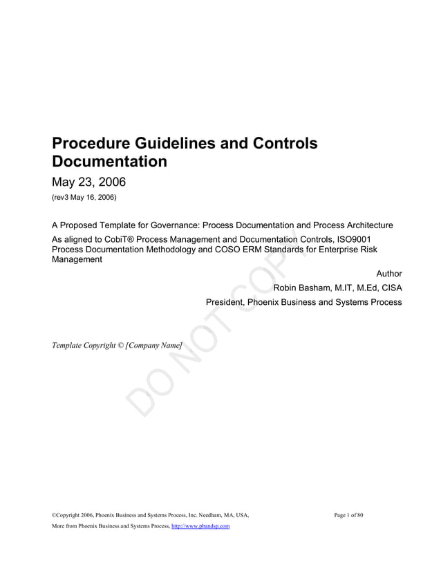Procedures and Controls Documentation Guidelines | PDF