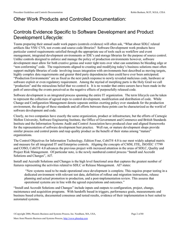 Procedures and Controls Documentation Guidelines | PDF