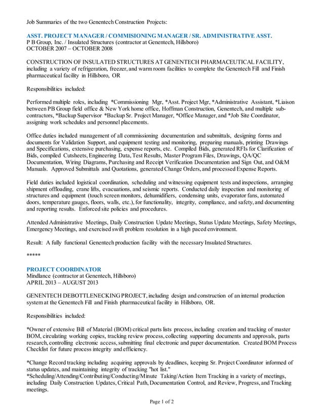 Genentech Project Summaries | PDF