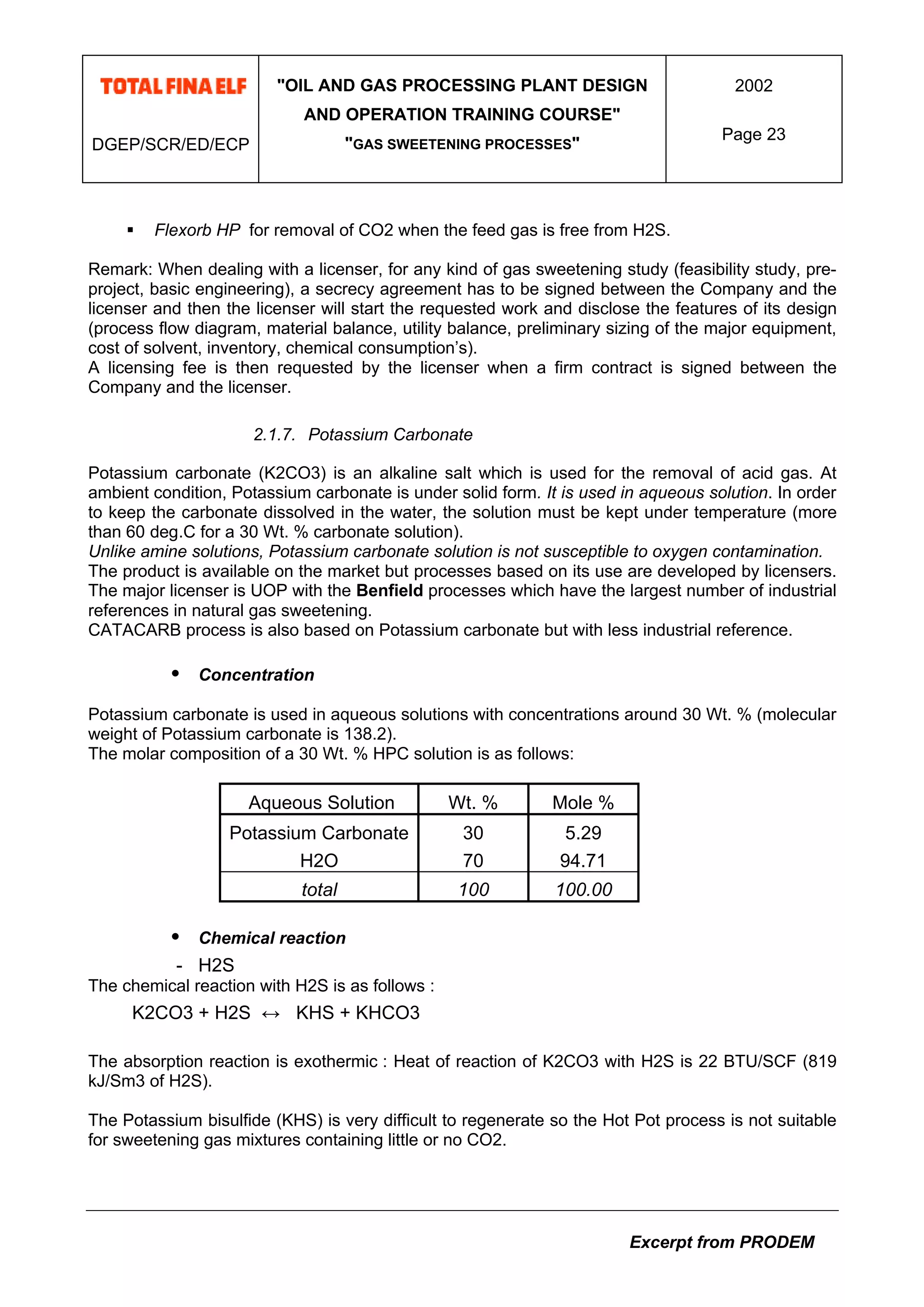 GAS SWEETENING PROCESSES | PDF