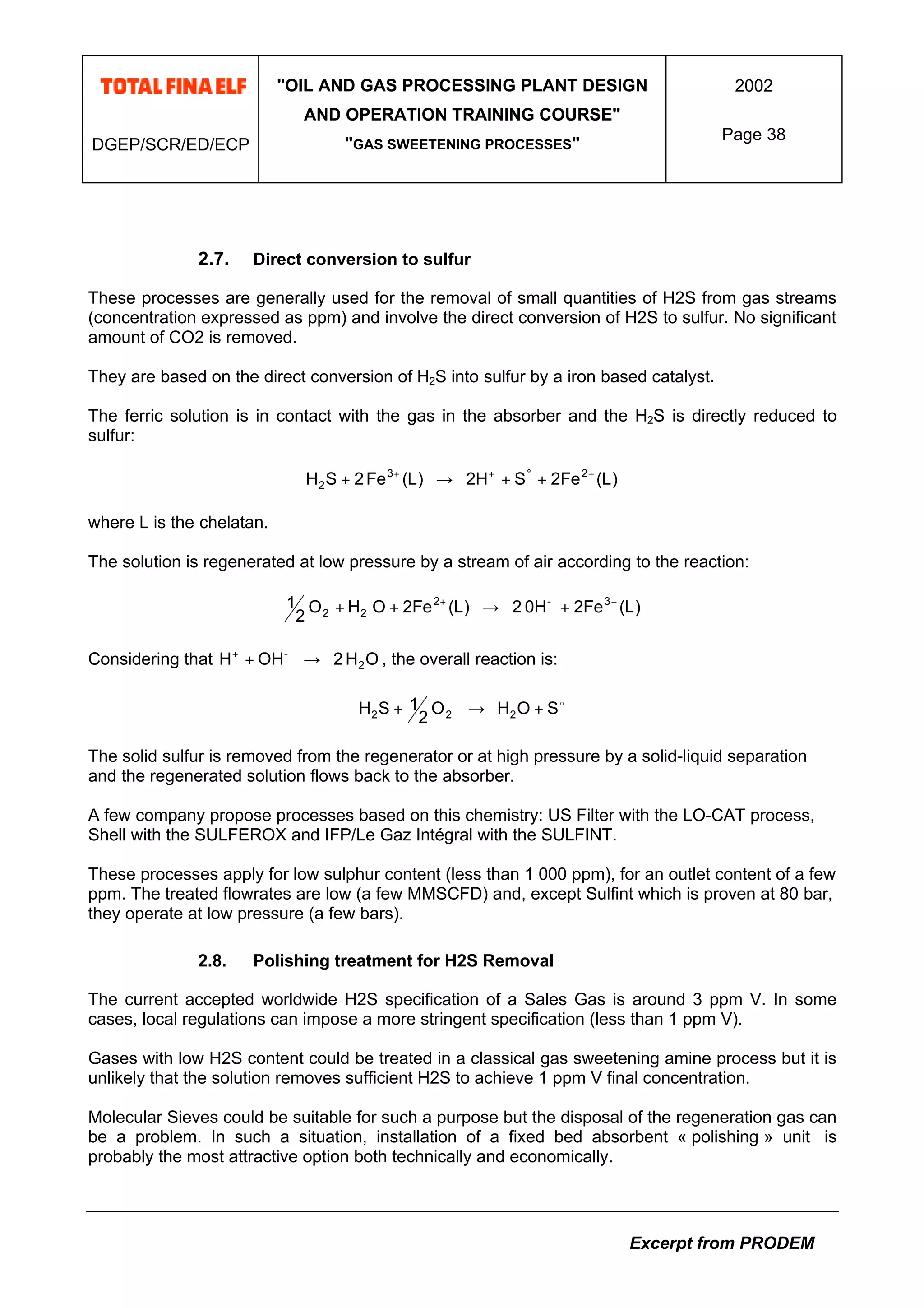 GAS SWEETENING PROCESSES | PDF