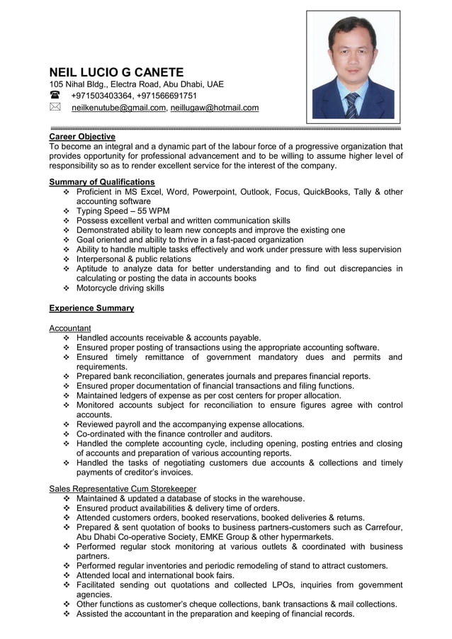 Neil Lucio Canete CV UAE 2015-0.0 | PDF
