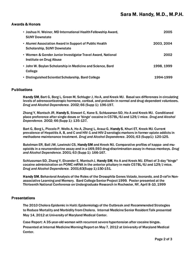 2016 CV Sara M Handy Word Doc | DOCX