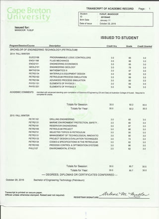 CBU Transcript | PDF