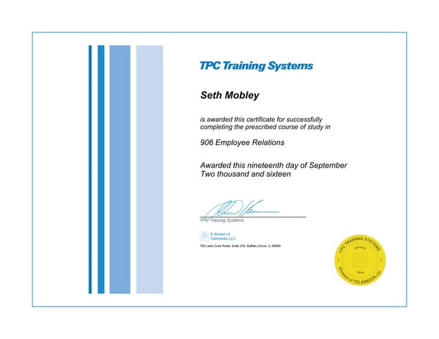 906 Employee Relations Certificate | PDF