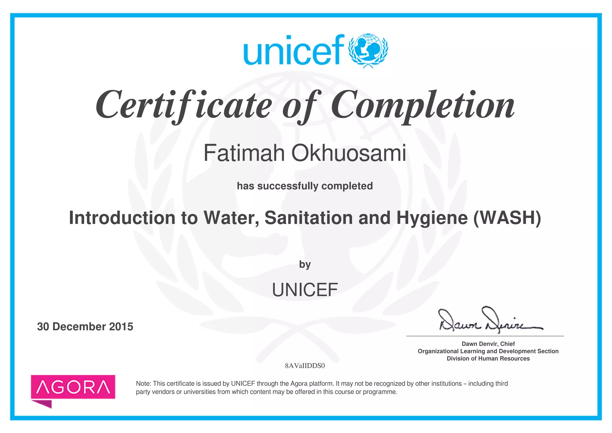 WASH_Course certificate - Introduction to WASH | PDF