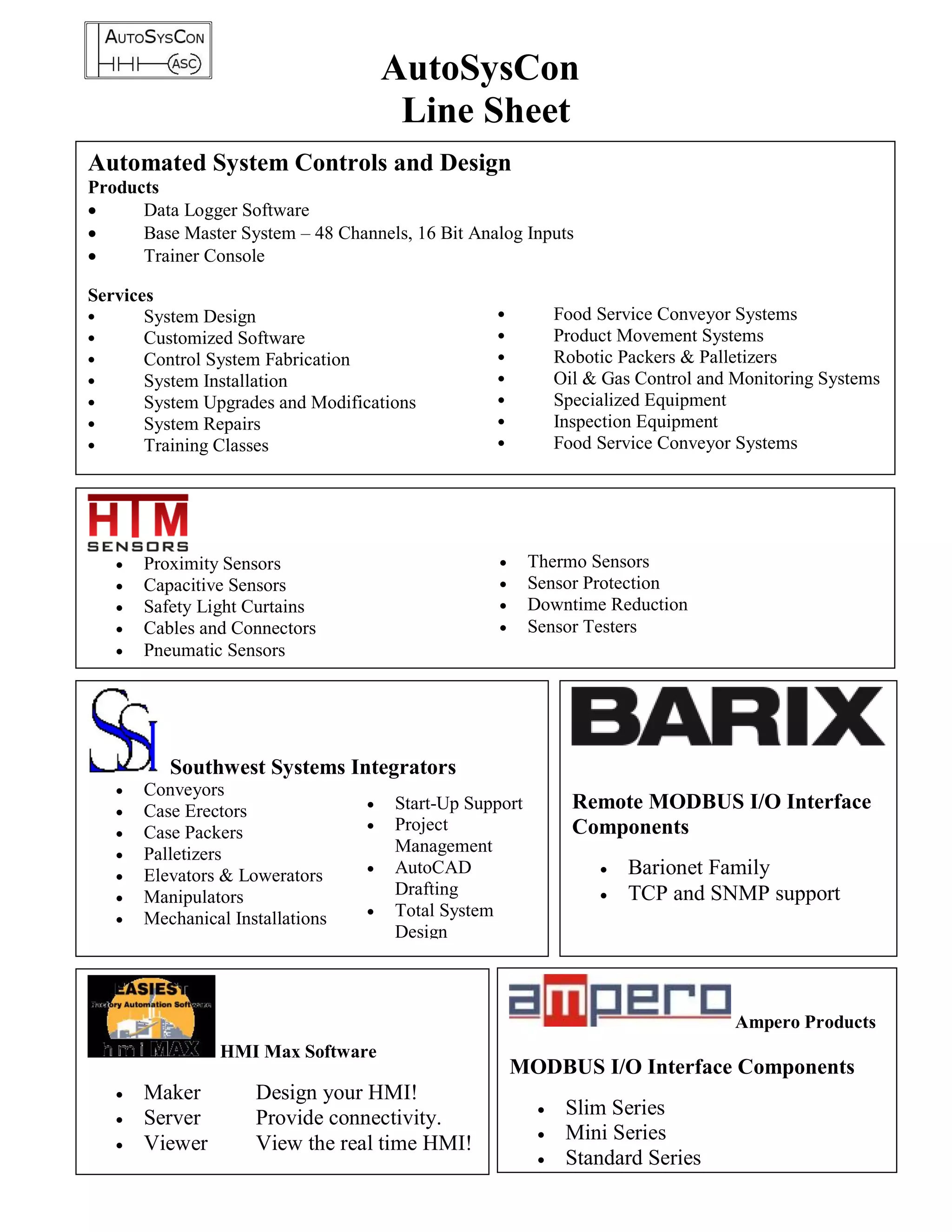 AutoSysCon Line Sheet | PDF