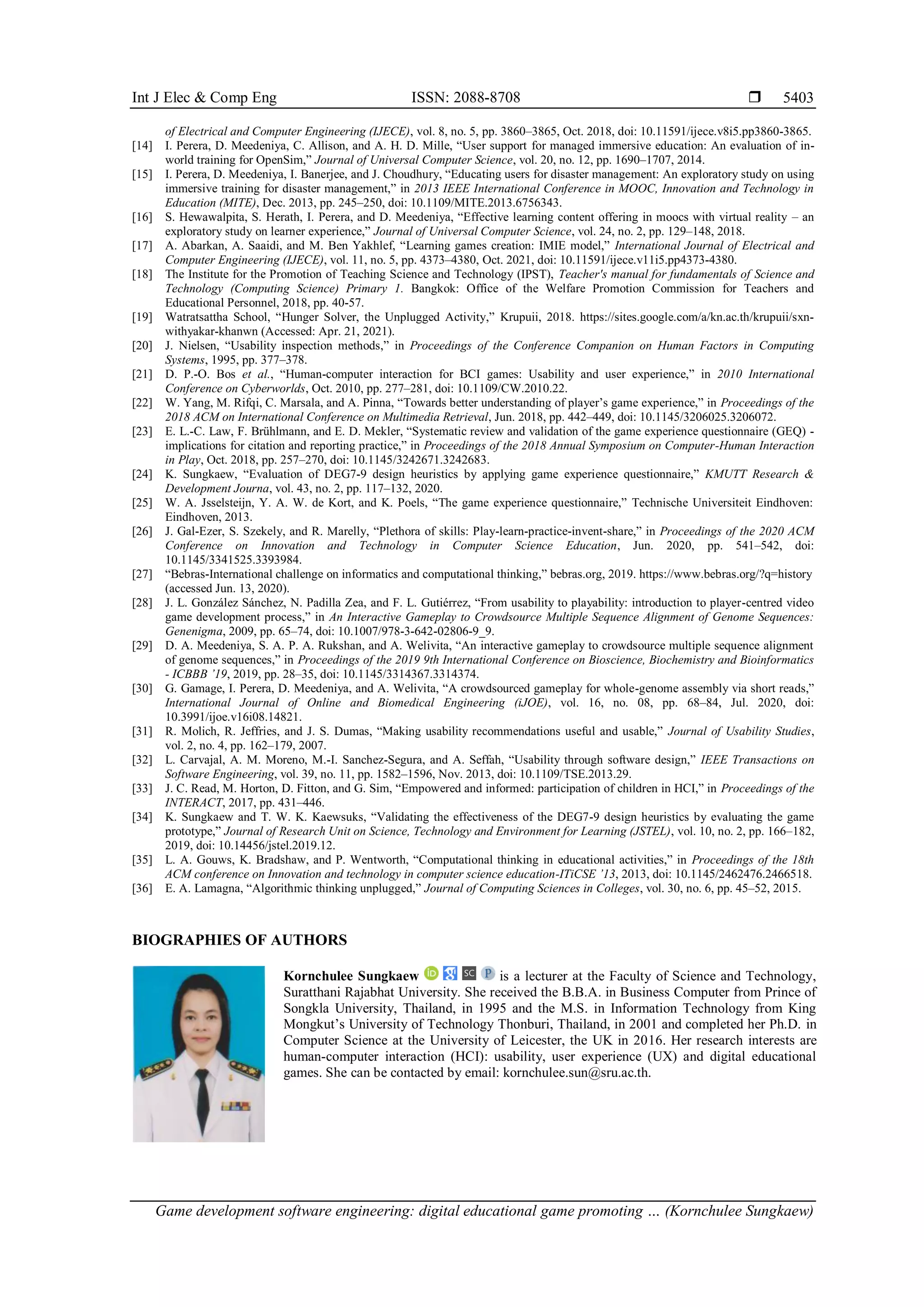 Game development software engineering: digital educational game promoting algorithmic thinking | PDF