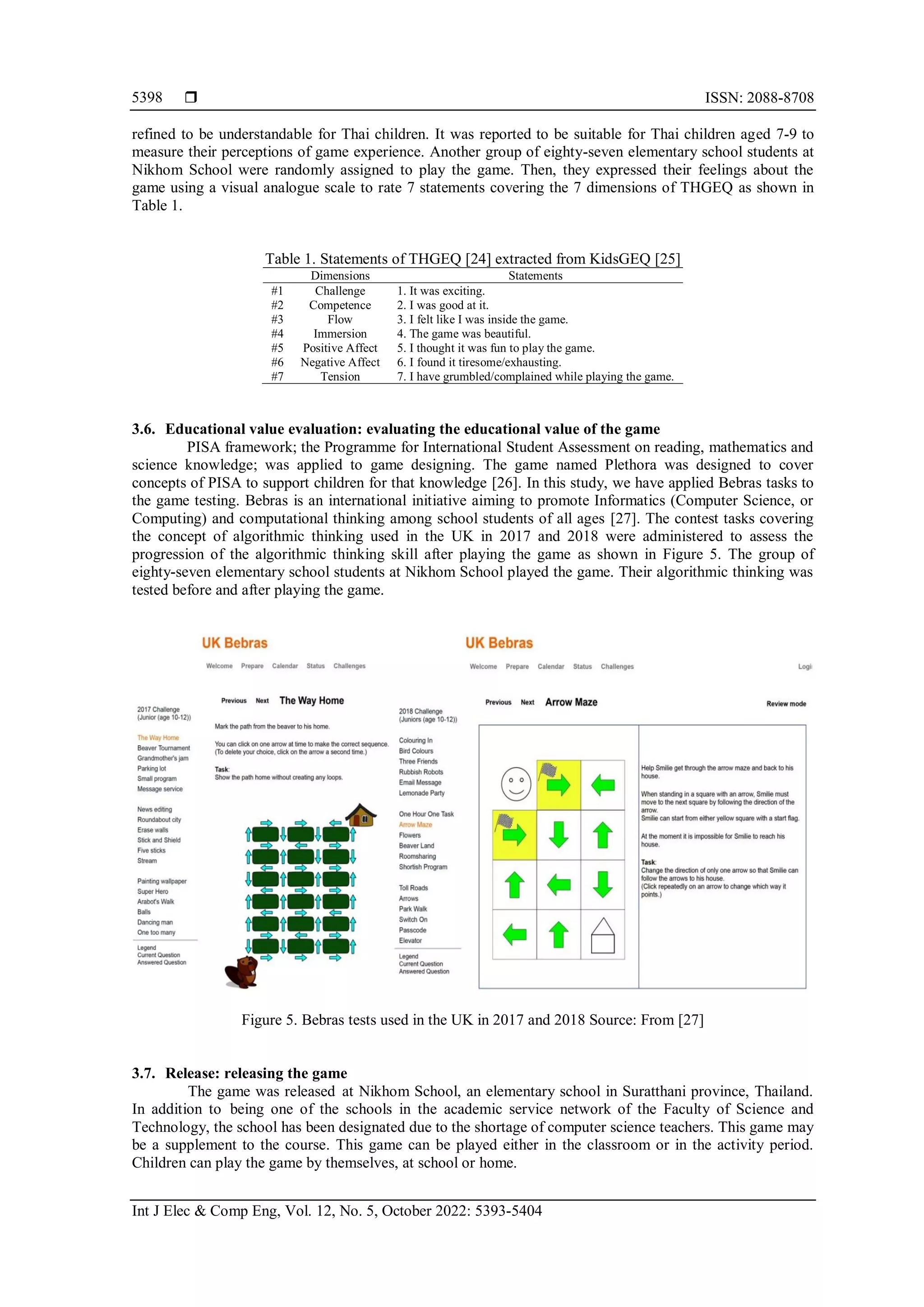 Game development software engineering: digital educational game promoting algorithmic thinking | PDF