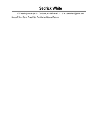 Sedrick White_Resume 2016 | PDF