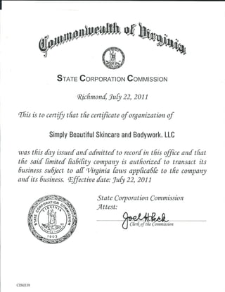 Certificate of organization | PDF