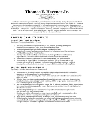 Thomas Hevener's Resume | DOCX | Construction Industry | Industries