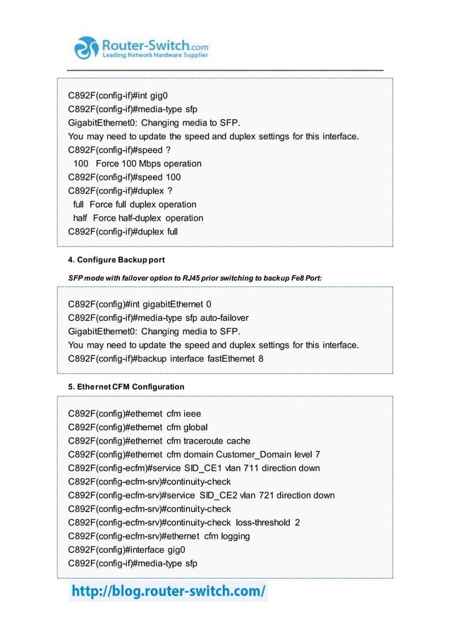 892 f sfp configuration example | DOCX | Computer Networking | Computing