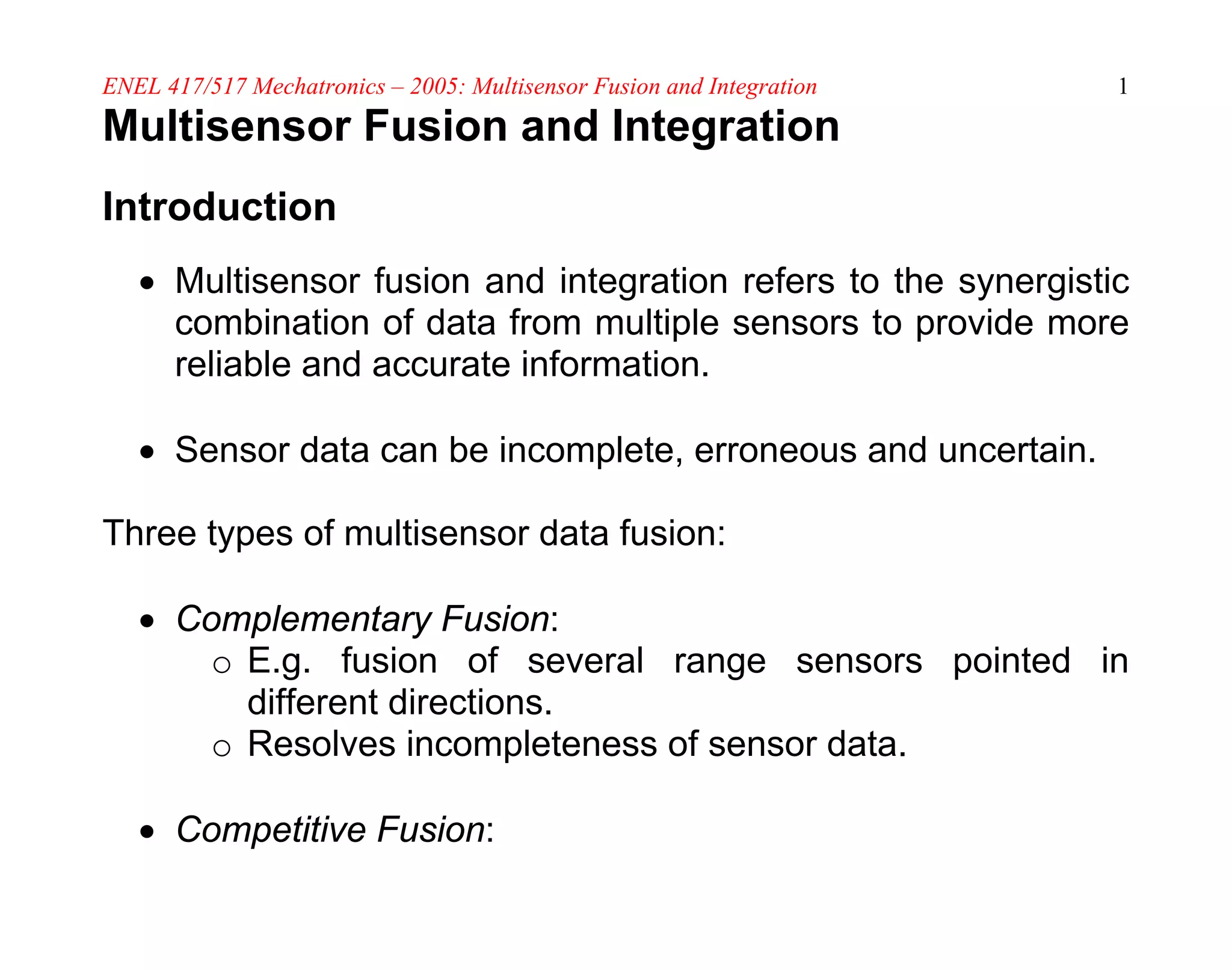 Multisensor Fusion and Integration - pres | PDF