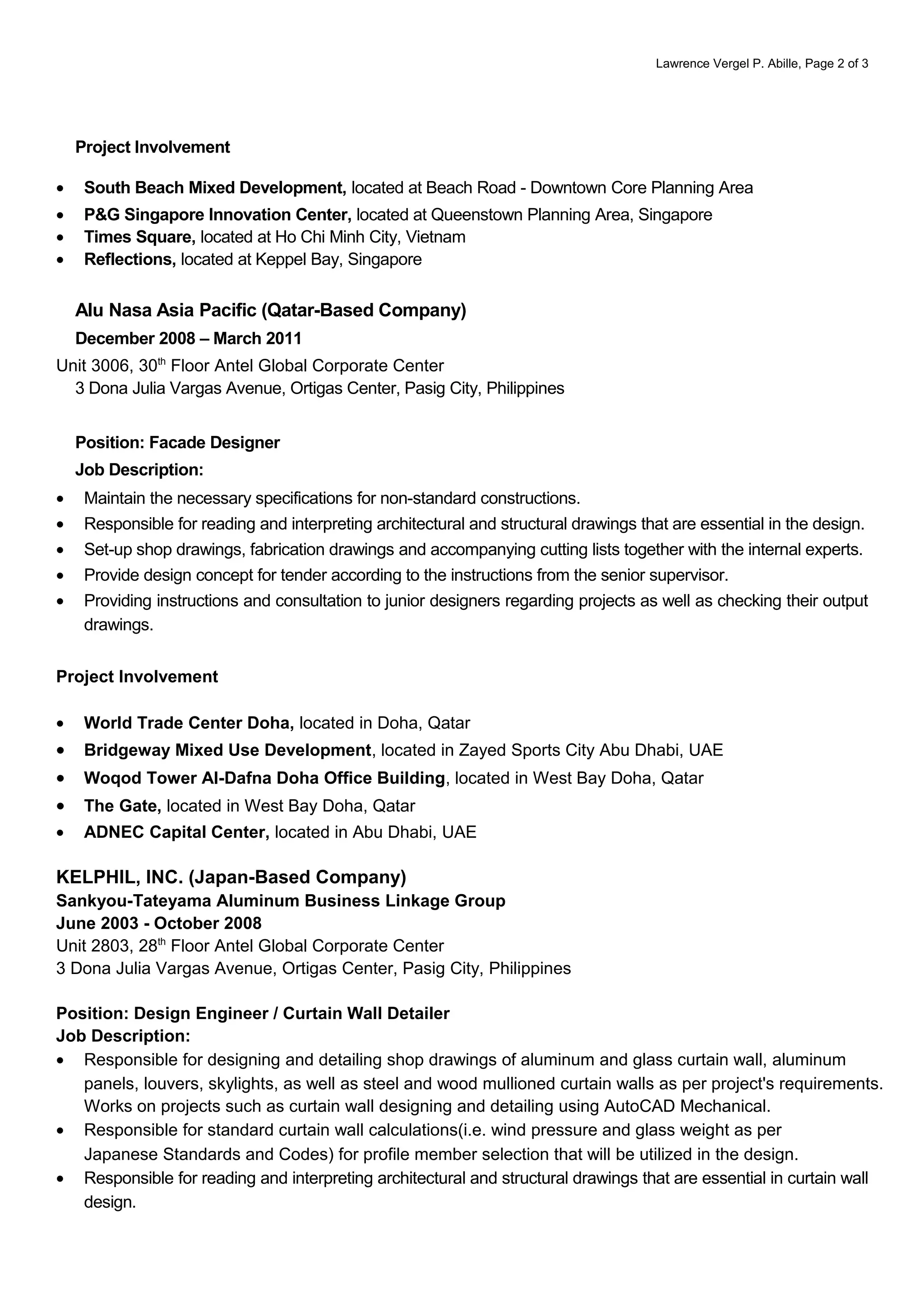 CV_Lawrence_Abille | DOC | Civil Engineering Industry | Industries