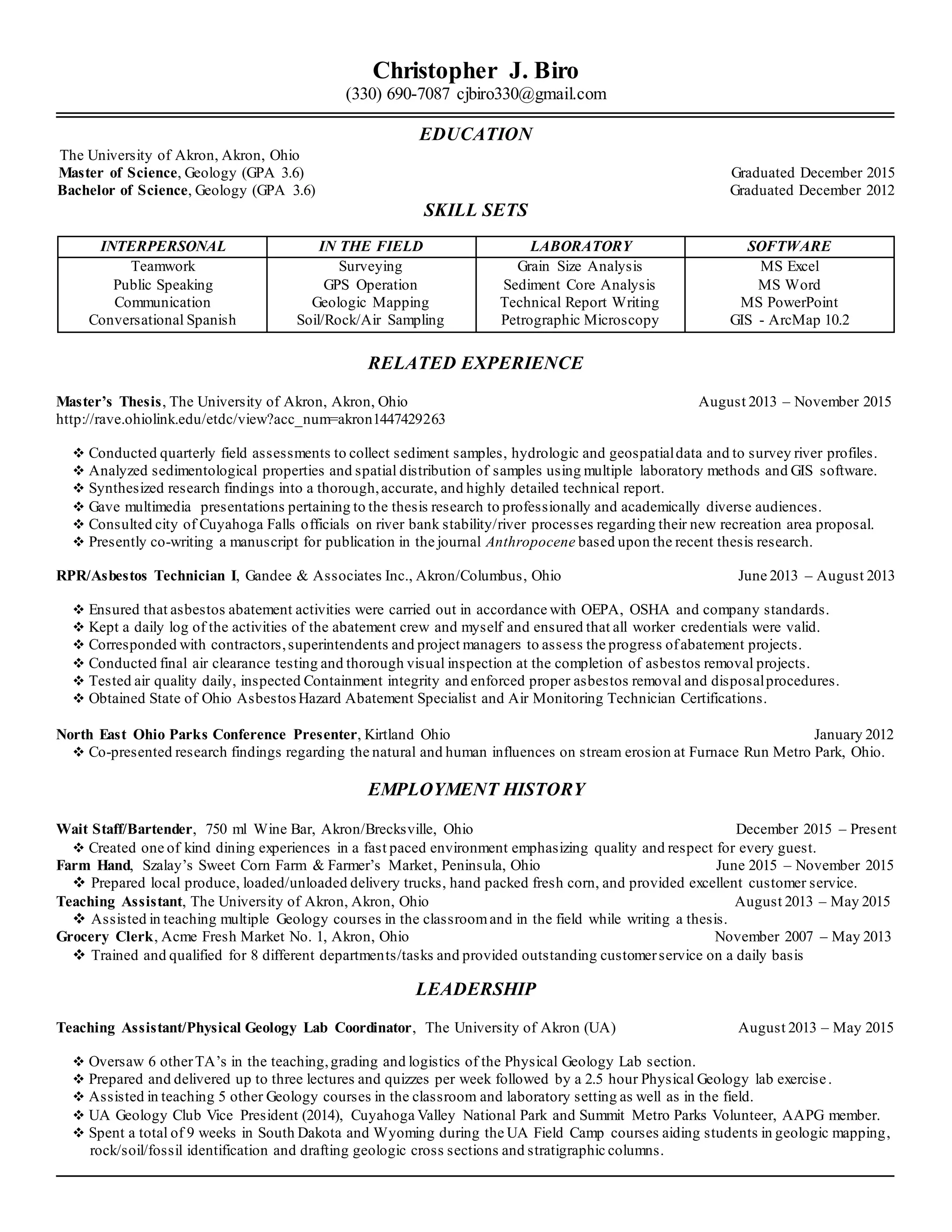 C. Biro Resume 2016 | DOCX