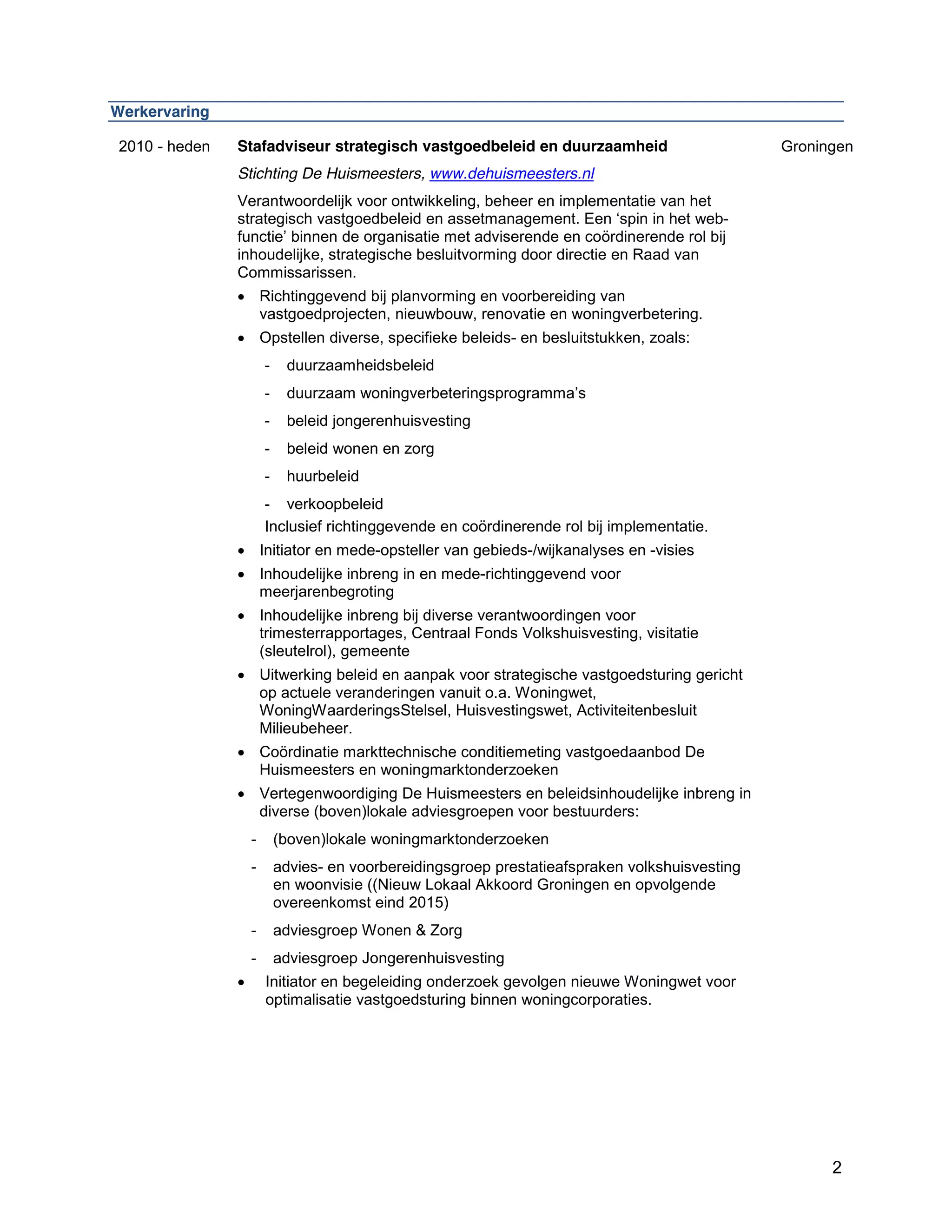 Curriculum vitae Jos Idema | PDF