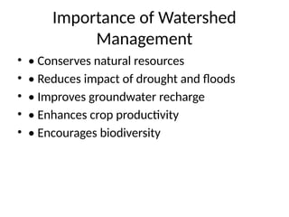 Comprehensive Watershed Management for Sustainable Development and ...
