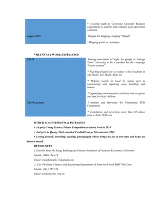 CV ĐẬU THẾ VŨ | PDF