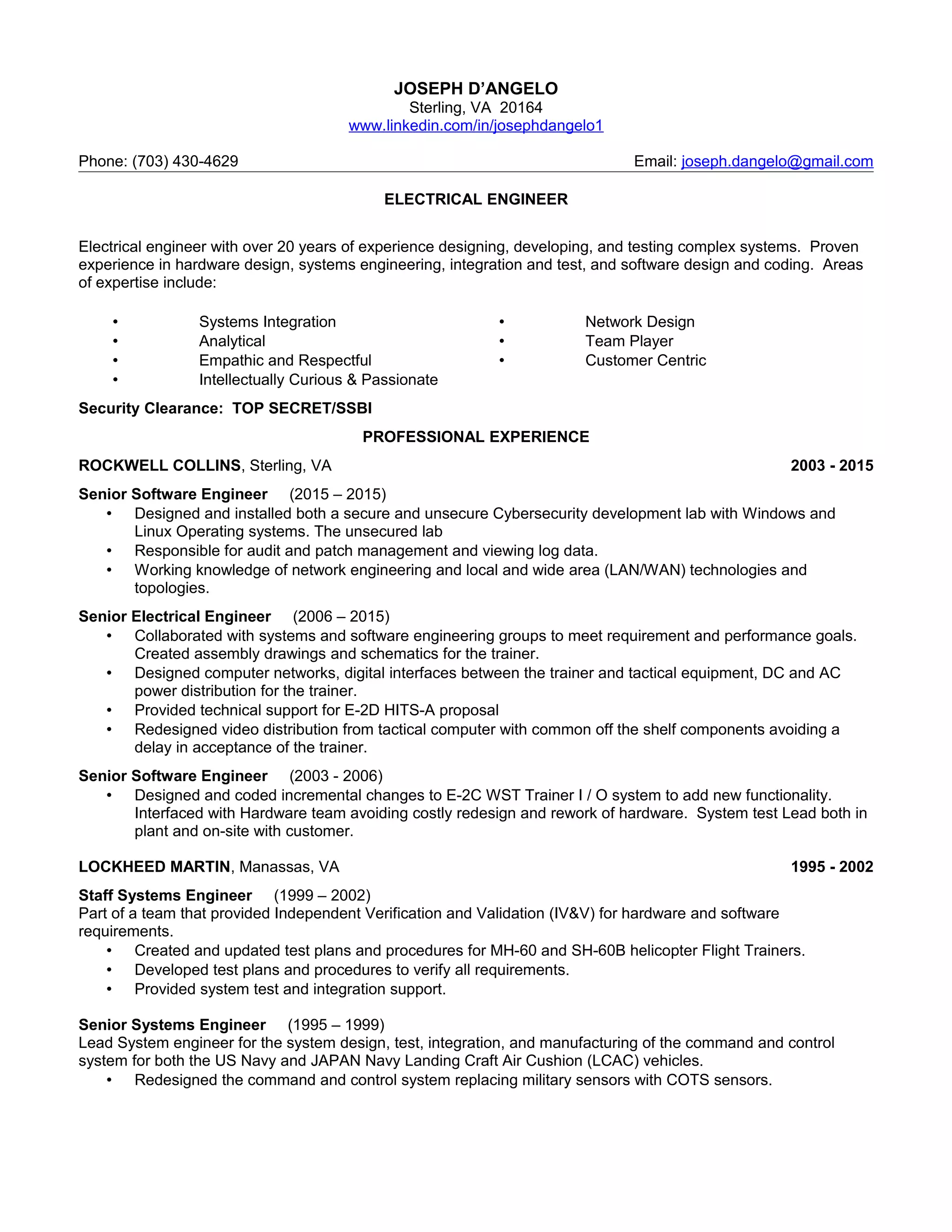 D'ANGELO - resume | PDF