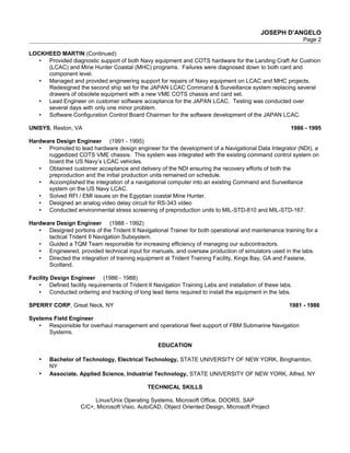 D'ANGELO - resume | PDF | Operating Systems | Computer Software and ...