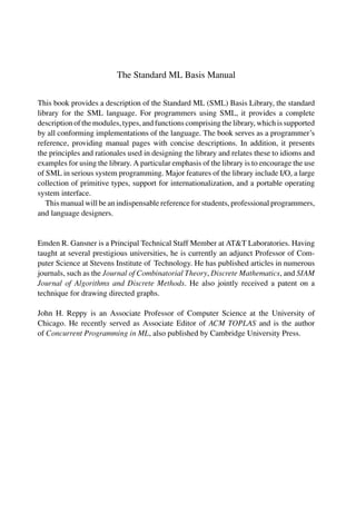The Standard ML Basis Library 1st Edition Emden R. Gansner | PDF
