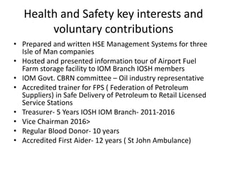 Supporting Powerpoint Overview for IOSH Fellowship Interview | PPT