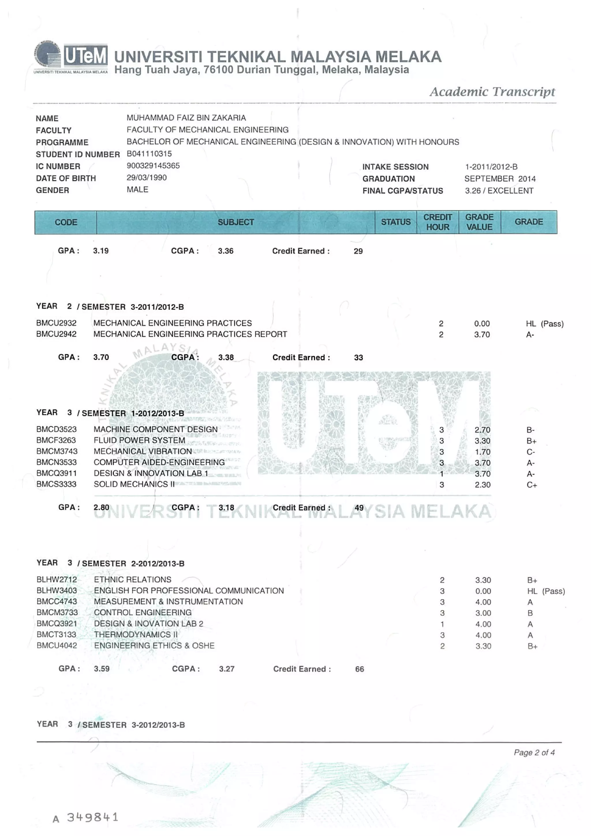 Degree Transcript | PDF