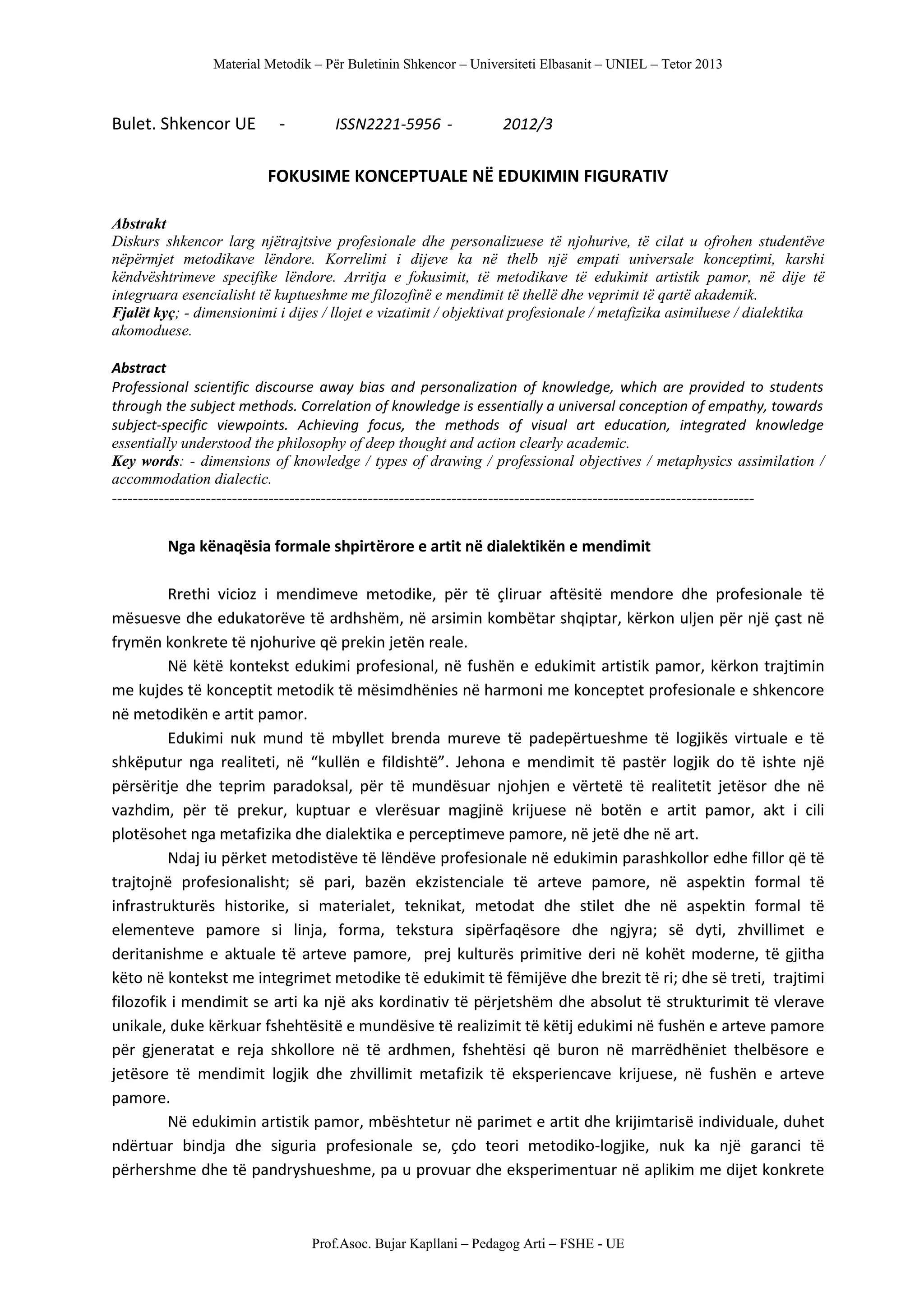 Fokusime Konceptuale ne Edukimin Figurativ - UNIEL 2012-3 | PDF