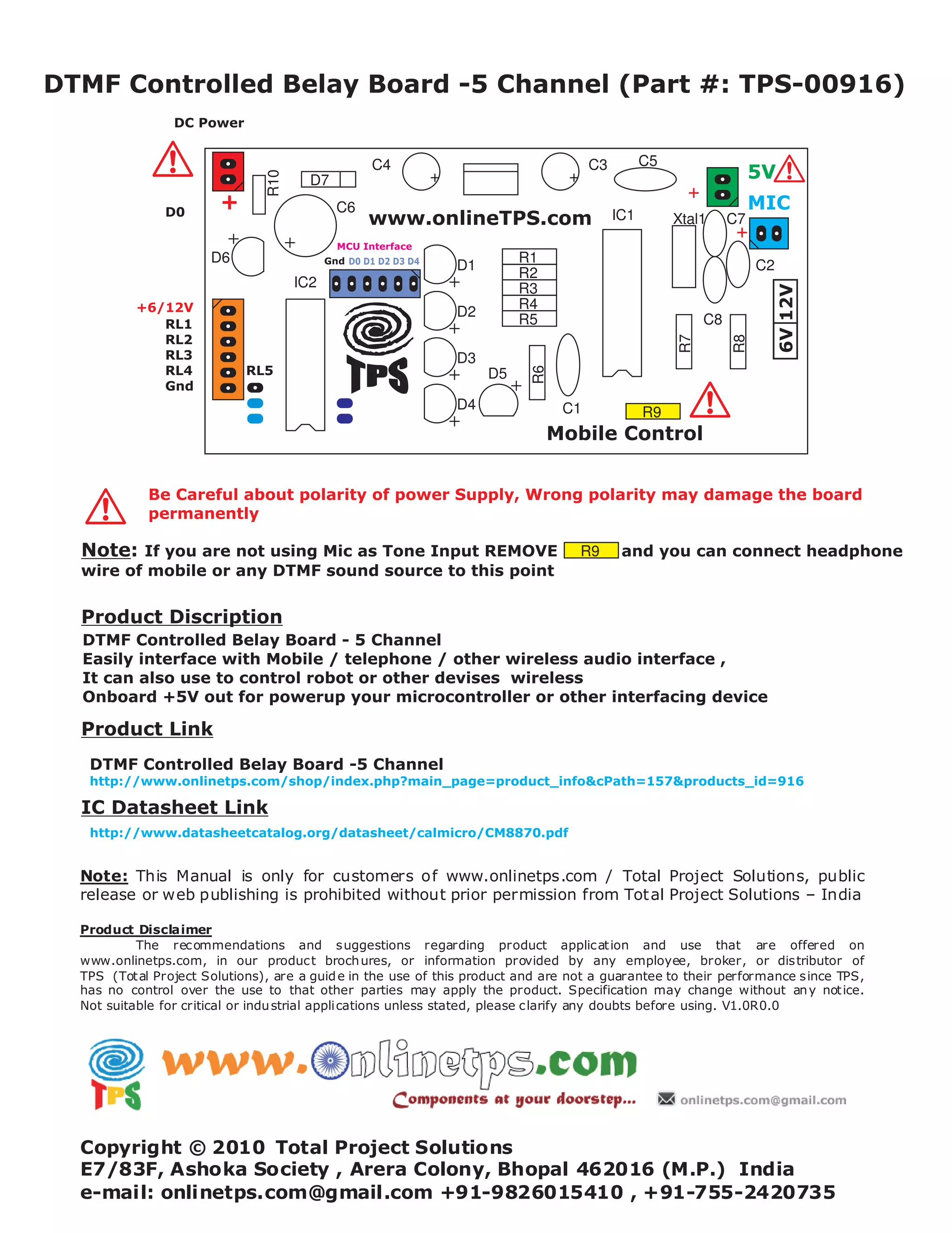DTMF board Manual | PDF