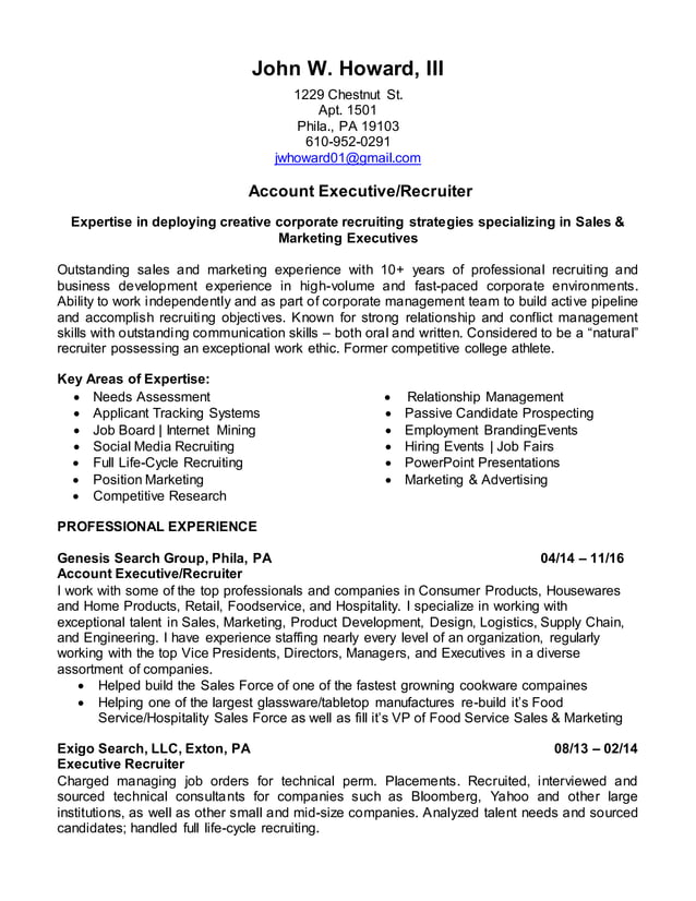 J.W. Howard Resume | DOCX | Human Resources | Business