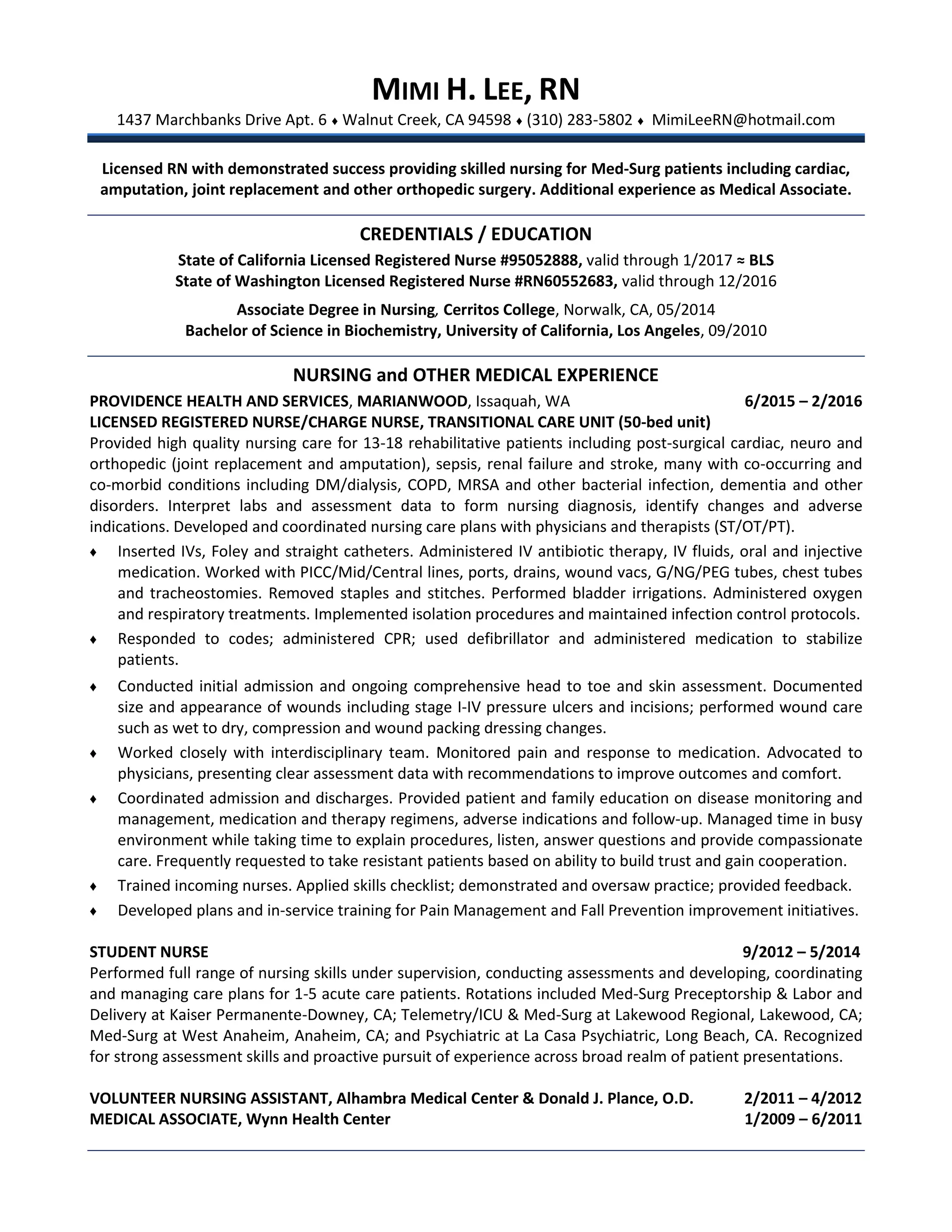 Mimi Lee RN Resume 2 | PDF