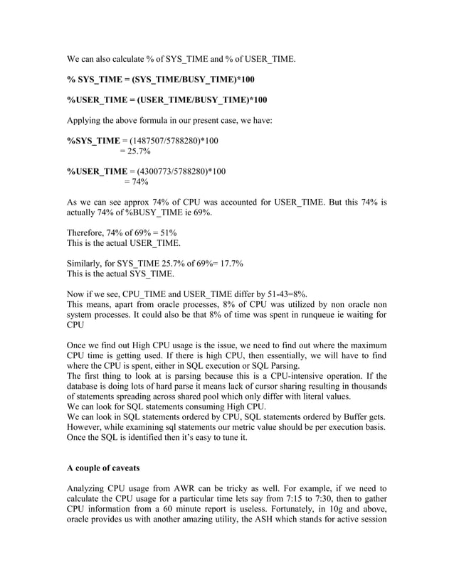 AWR reports-Measuring CPU | DOC