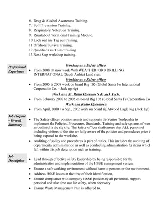 Walid Soliman, Safety Officer, CV | PDF