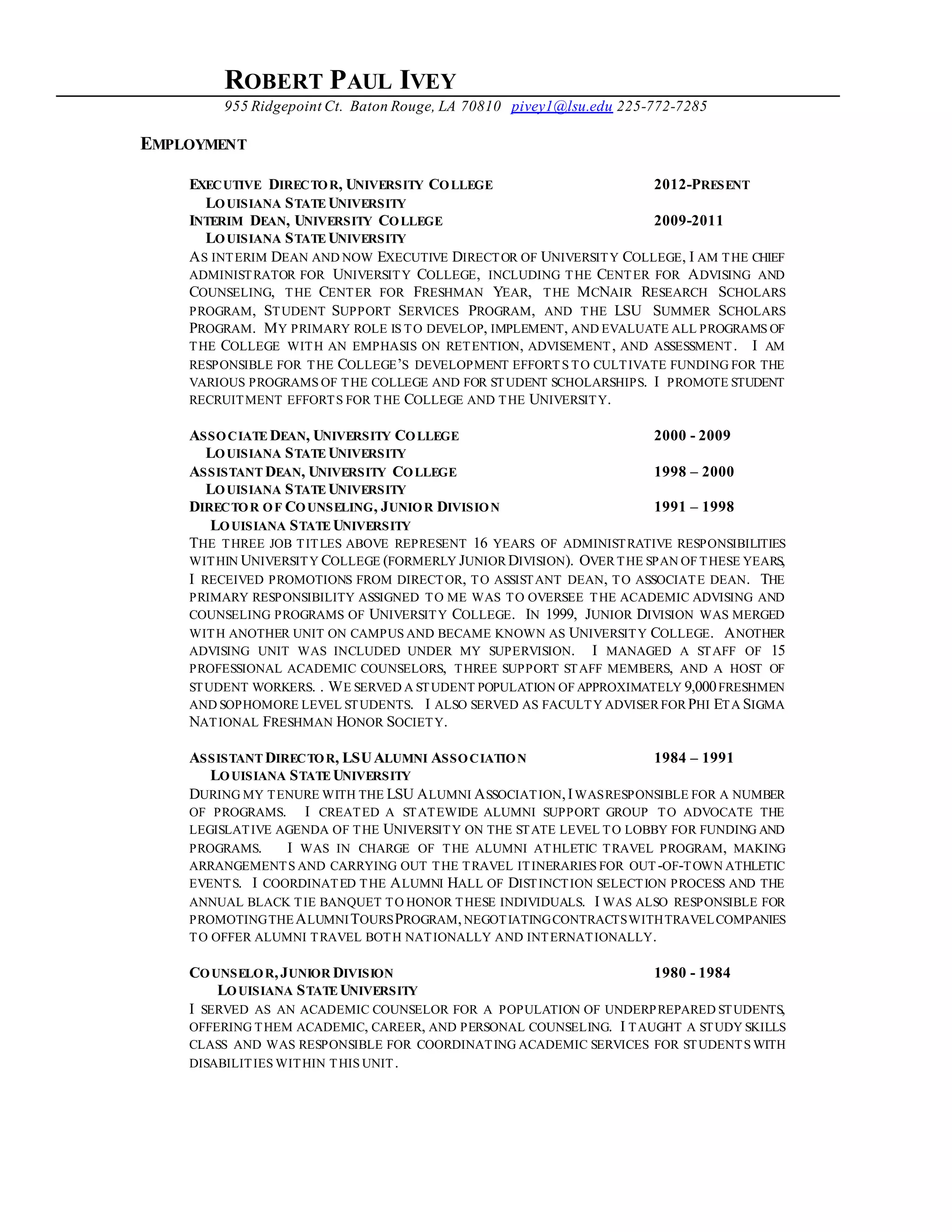 Resume - Paul Ivey 2014 | DOCX