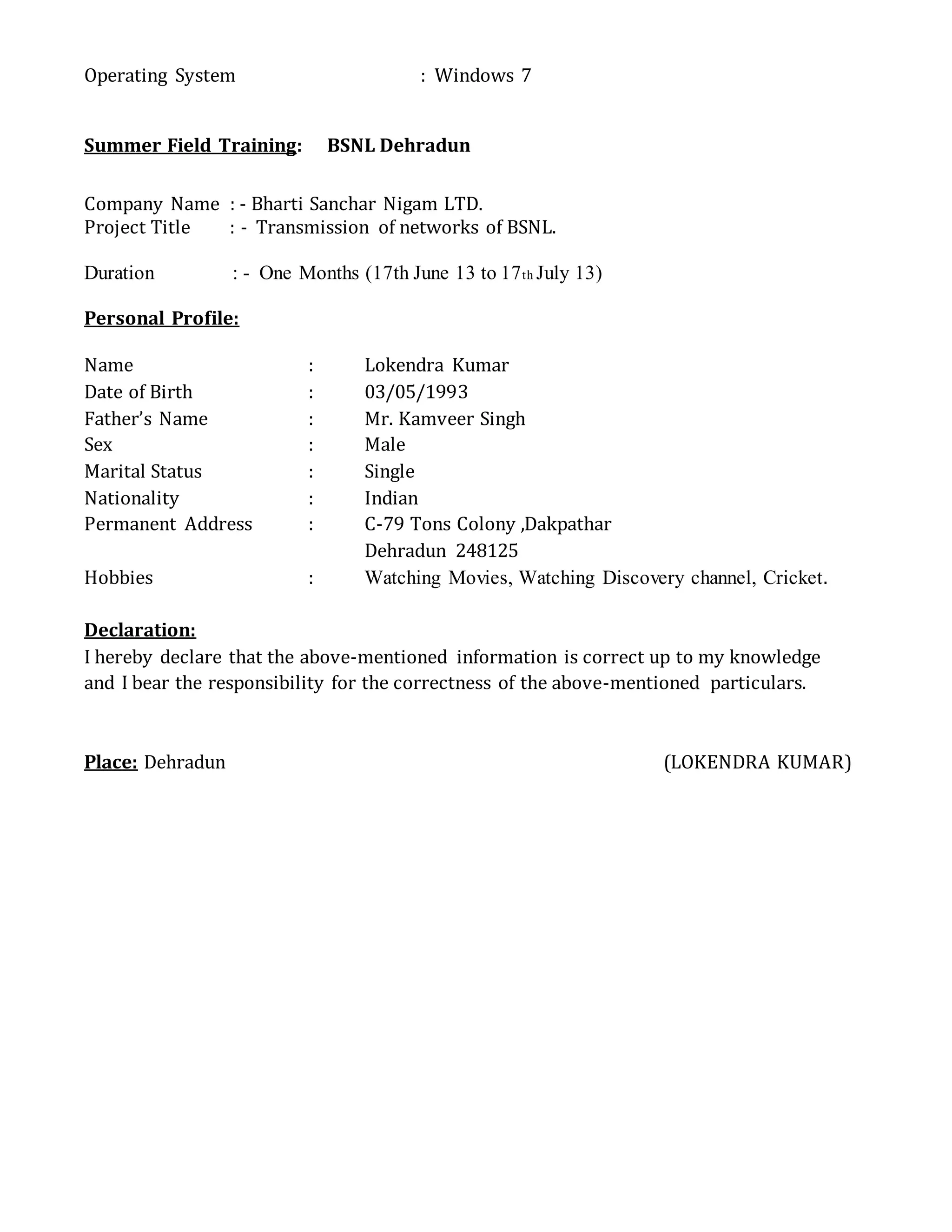 Lokendra _ reasume (1) | DOCX | Computer Software and Applications | Computing