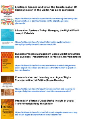 Digital Business Transformation: Organizing, Managing and Controlling ...