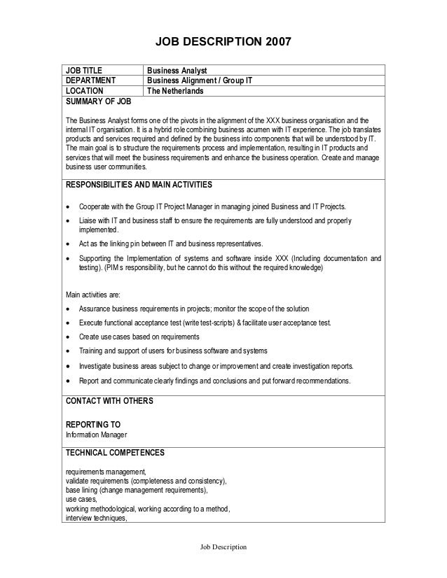 Job Description Business Analyst job-description-business-analyst