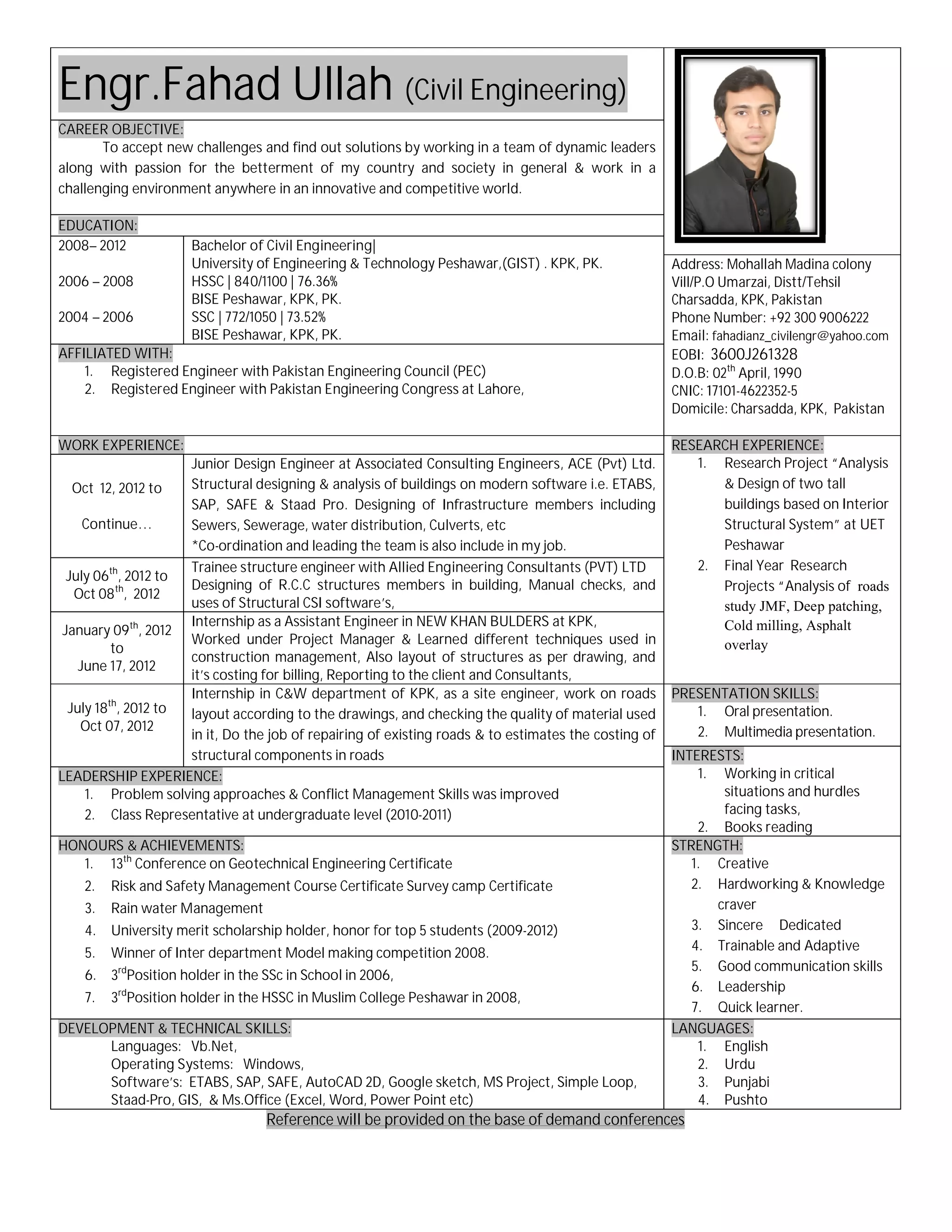 Fahad ullah Resume.. | PDF