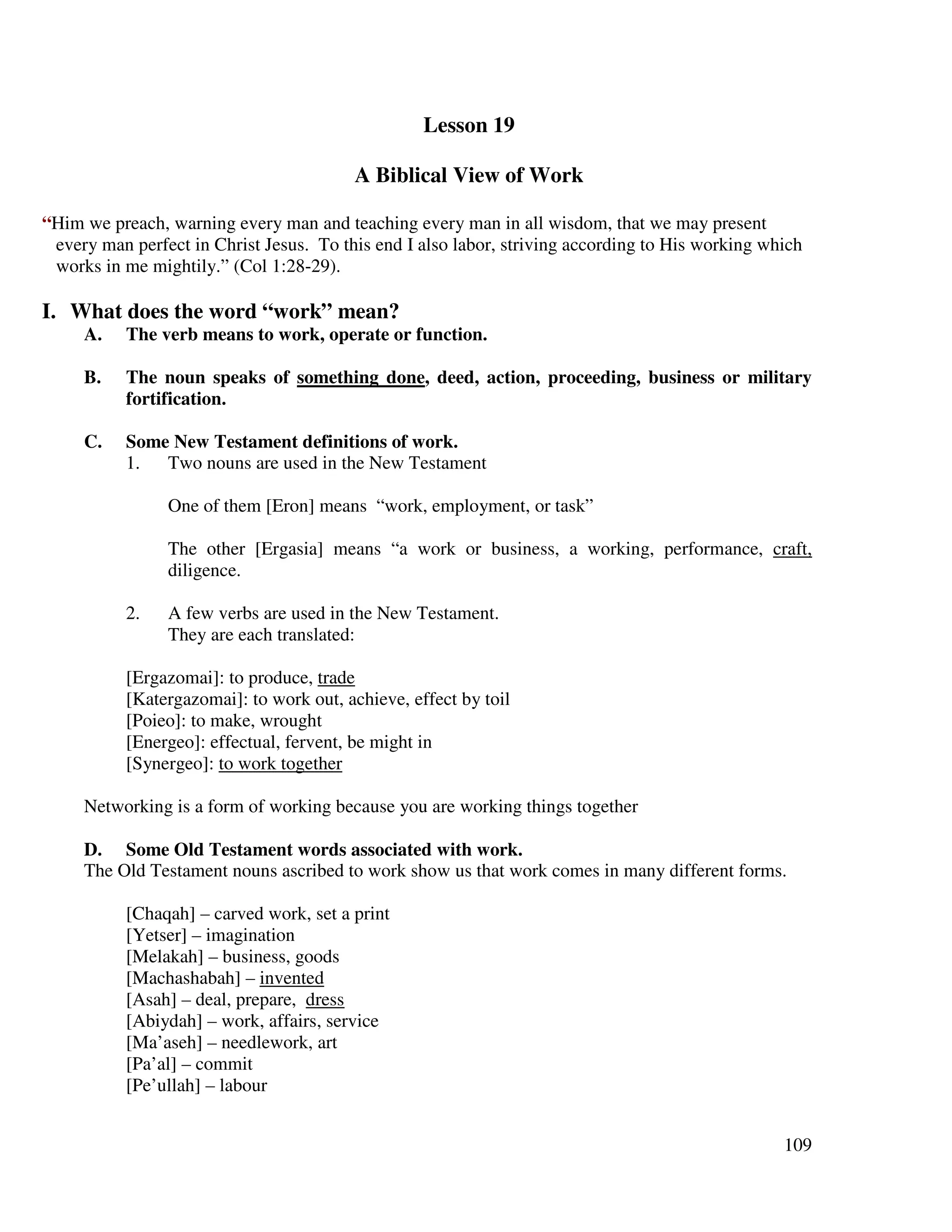 A Biblical View of Work | PDF