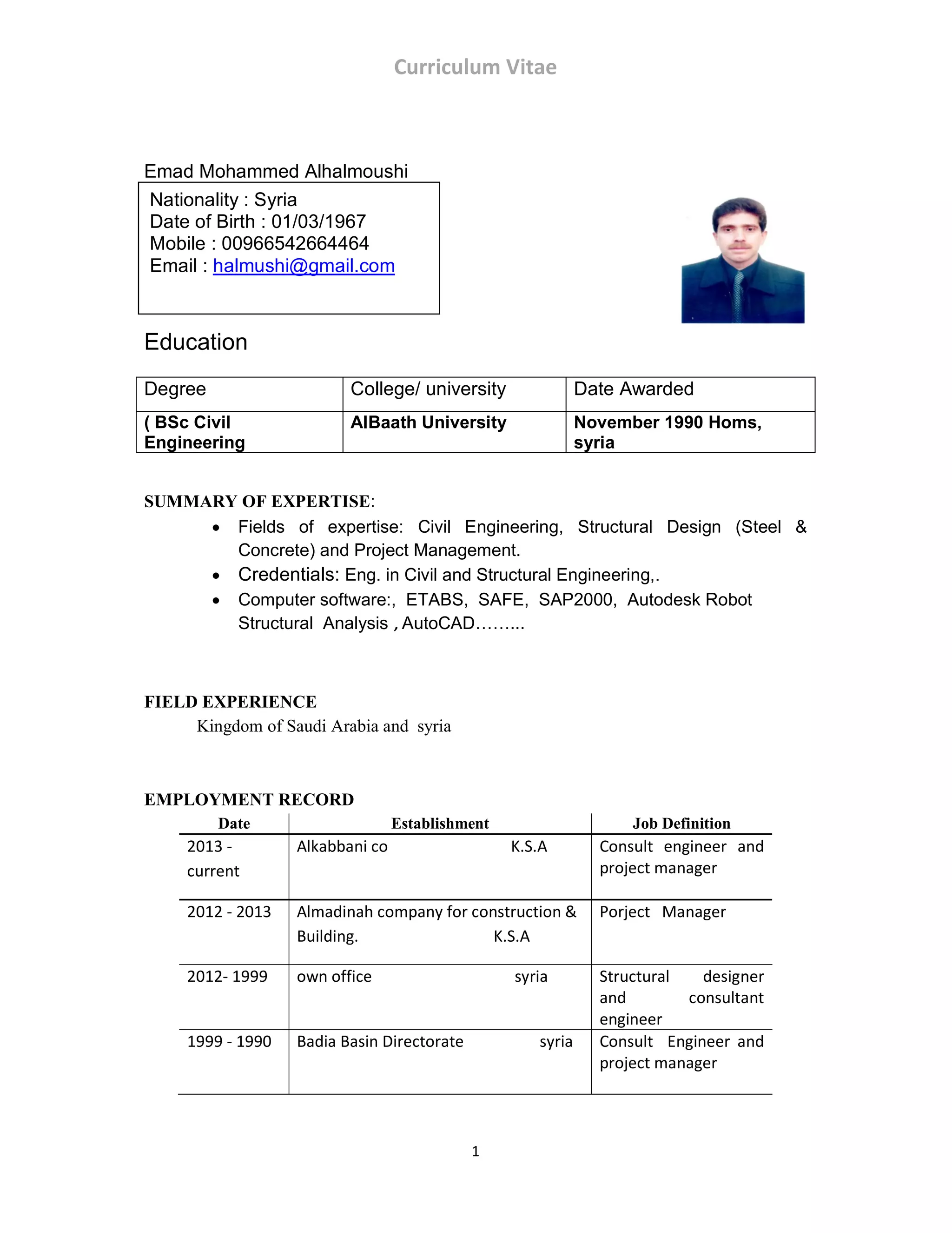 CV Eng Emad Alhalmoushi | PDF