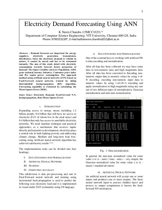 Electricity Demand Forecasting Using Ann