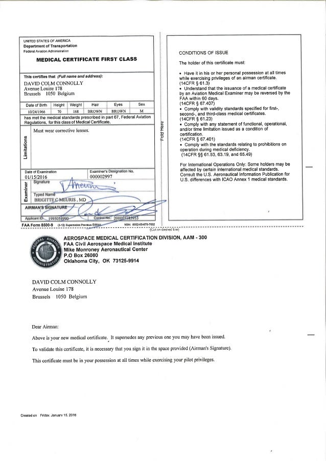 FAA Medical Certificate Form FAA Medical Certificate Form